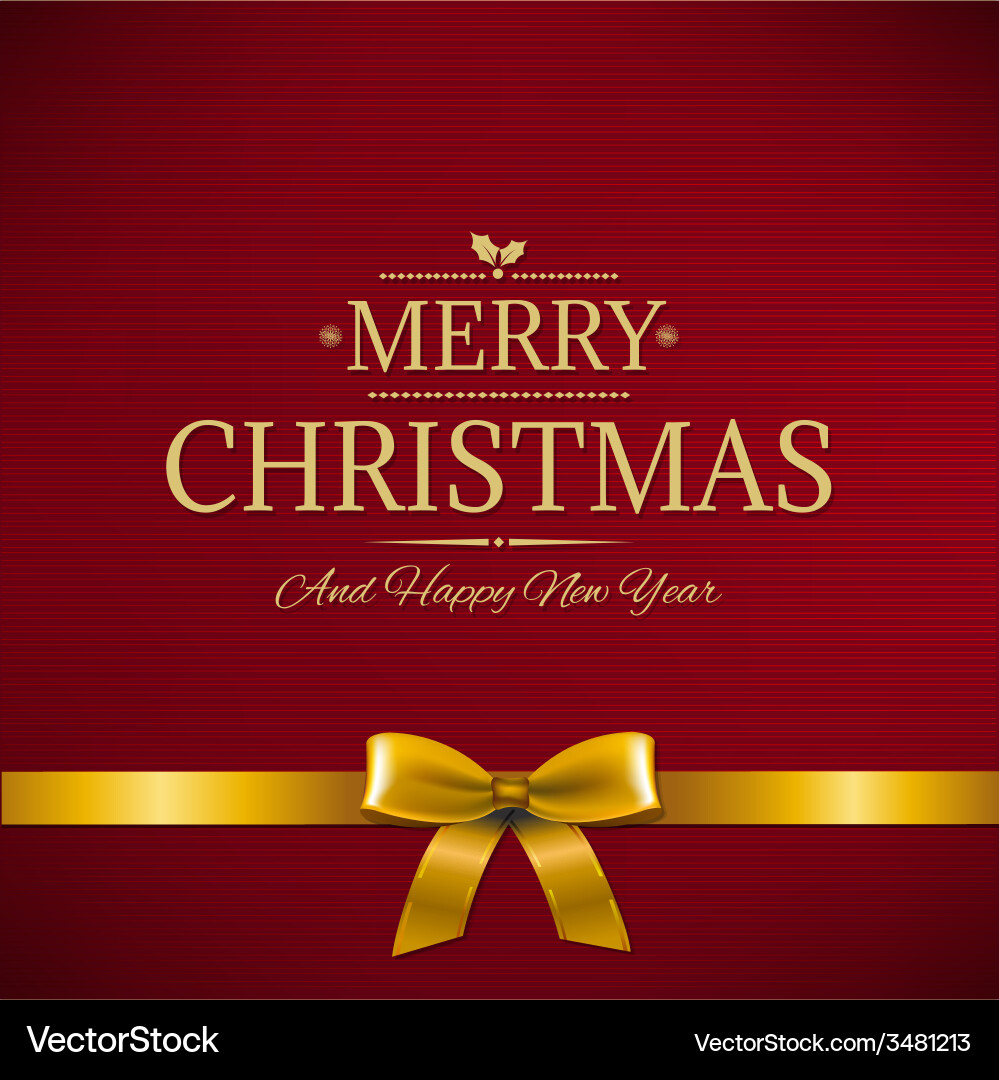 Dark red card with golden ribbon Royalty Free Vector Image