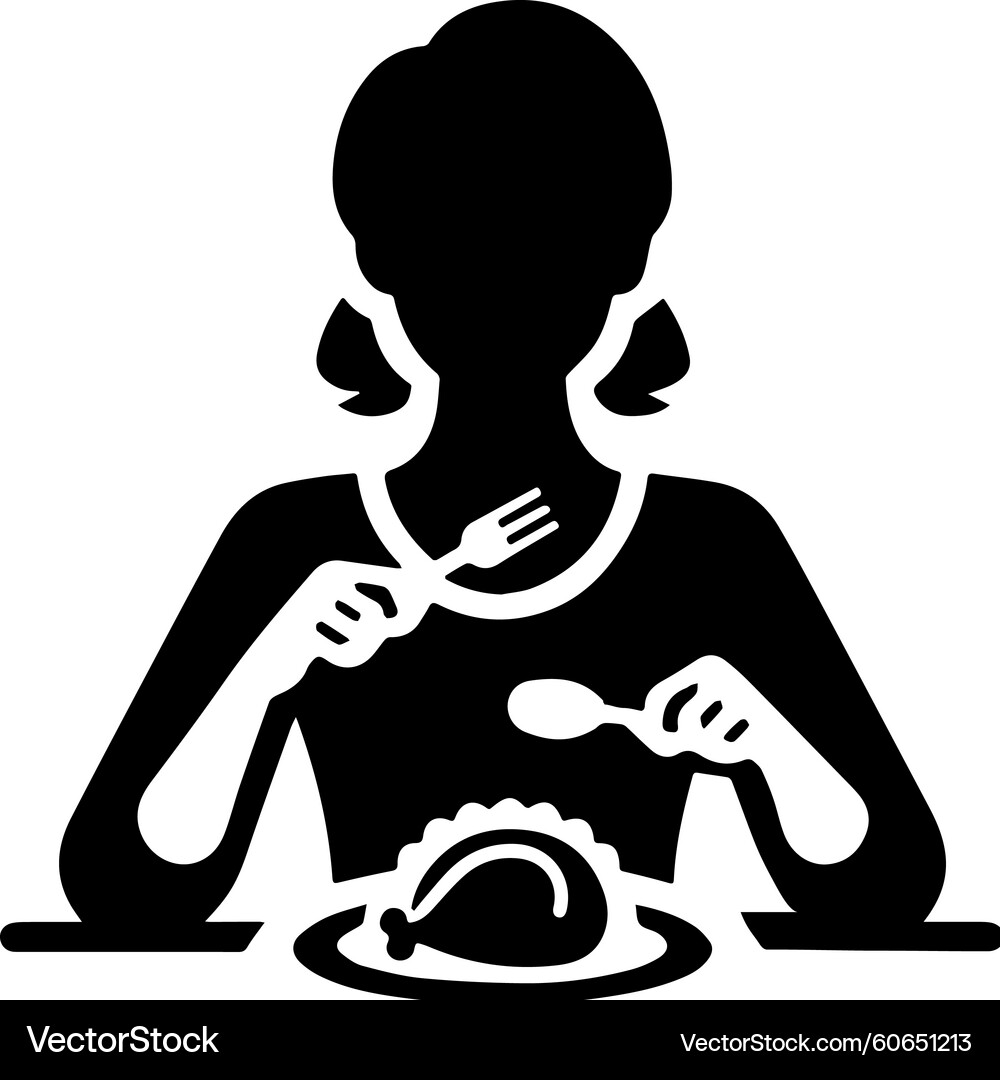 Minimalist Woman Dining – Royalty-Free Vector | VectorStock