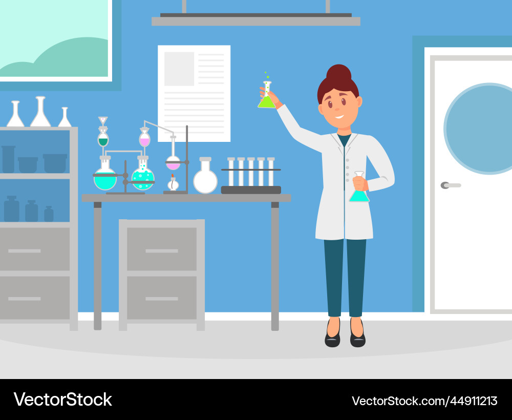 Professional woman scientist doing chemical Vector Image