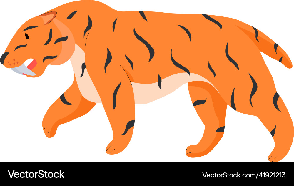 Sabre toothed tiger composition Royalty Free Vector Image
