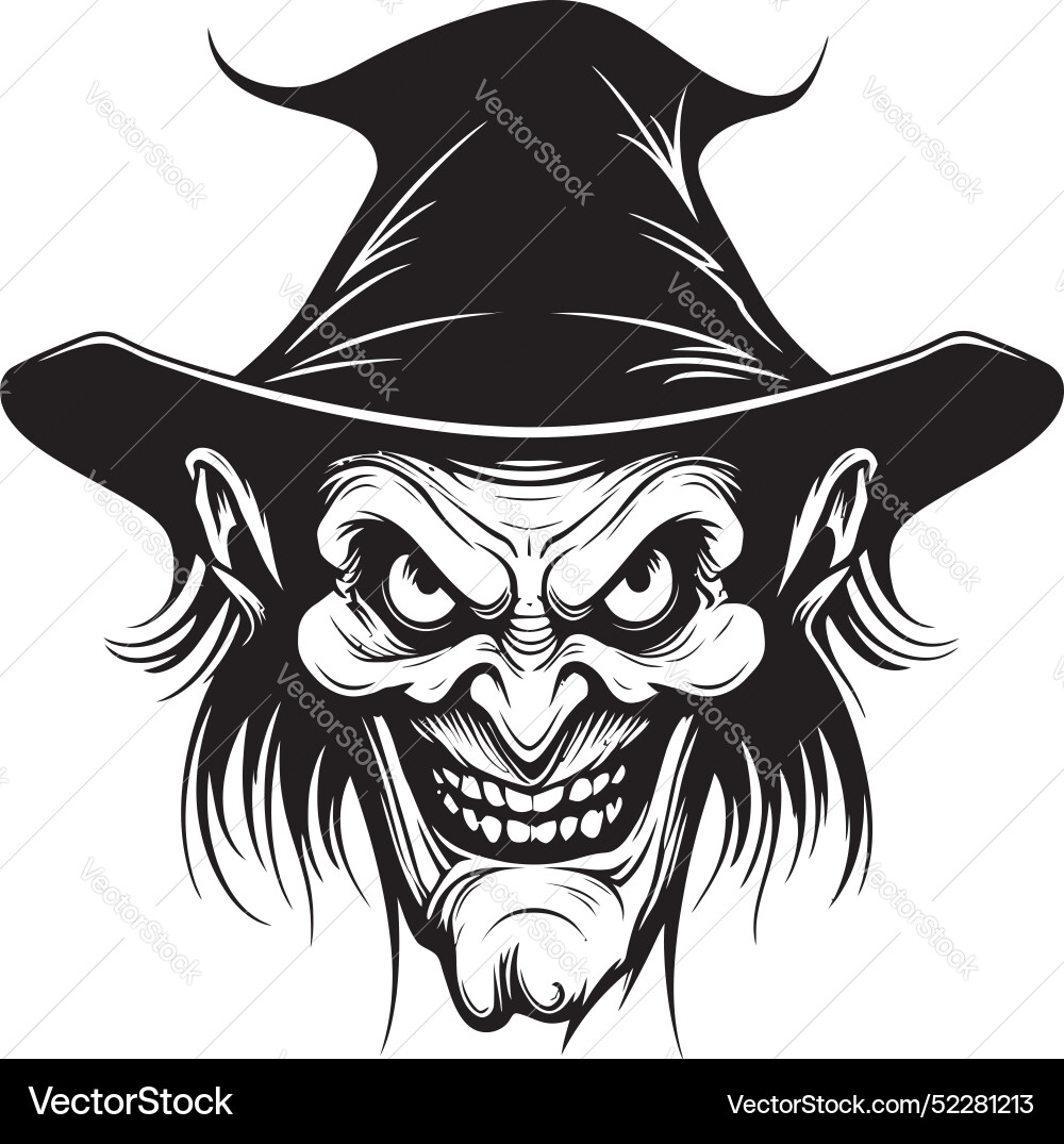 Veiled vortex creepy witch monster logo moonlit Vector Image