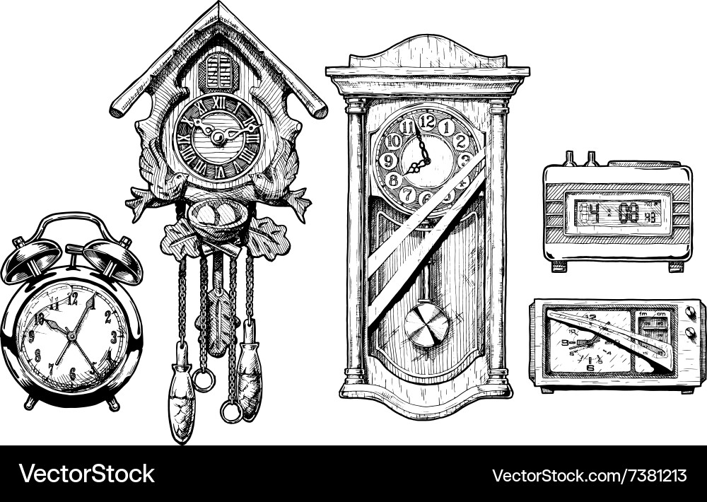 Vintage Clock Collection Royalty Free Vector Image
