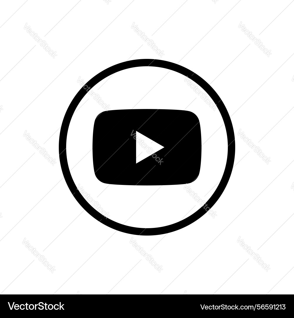 Youtube logo black circle outline icon yt app Vector Image