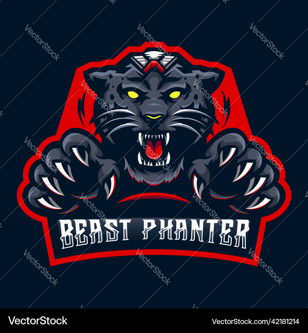 Aggressive Panther Esports Logo Royalty Free Vector Image