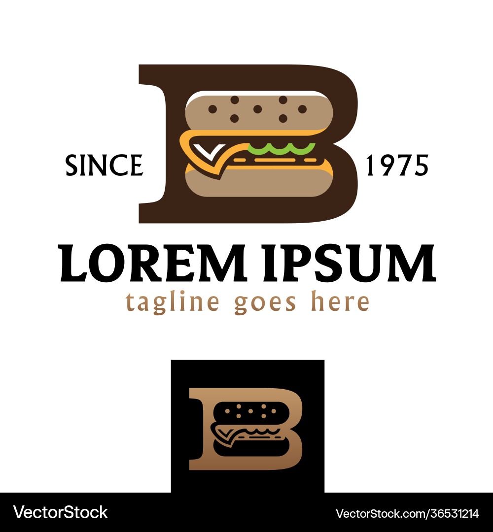 B letter based burger symbol Royalty Free Vector Image