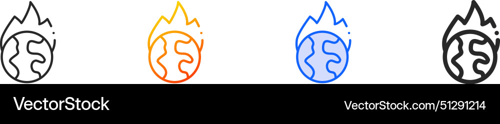 Burning iconthin linear gradient blue stroke Vector Image