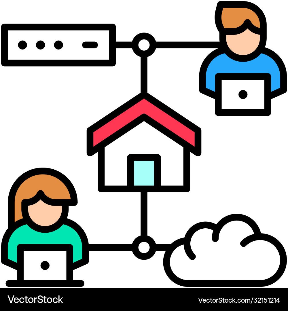 Cloud service telecommuting or remote work icon Vector Image