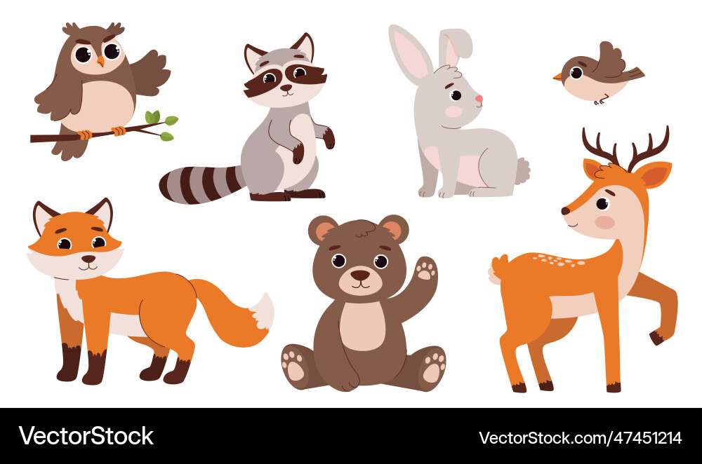 Different forest animals set Royalty Free Vector Image