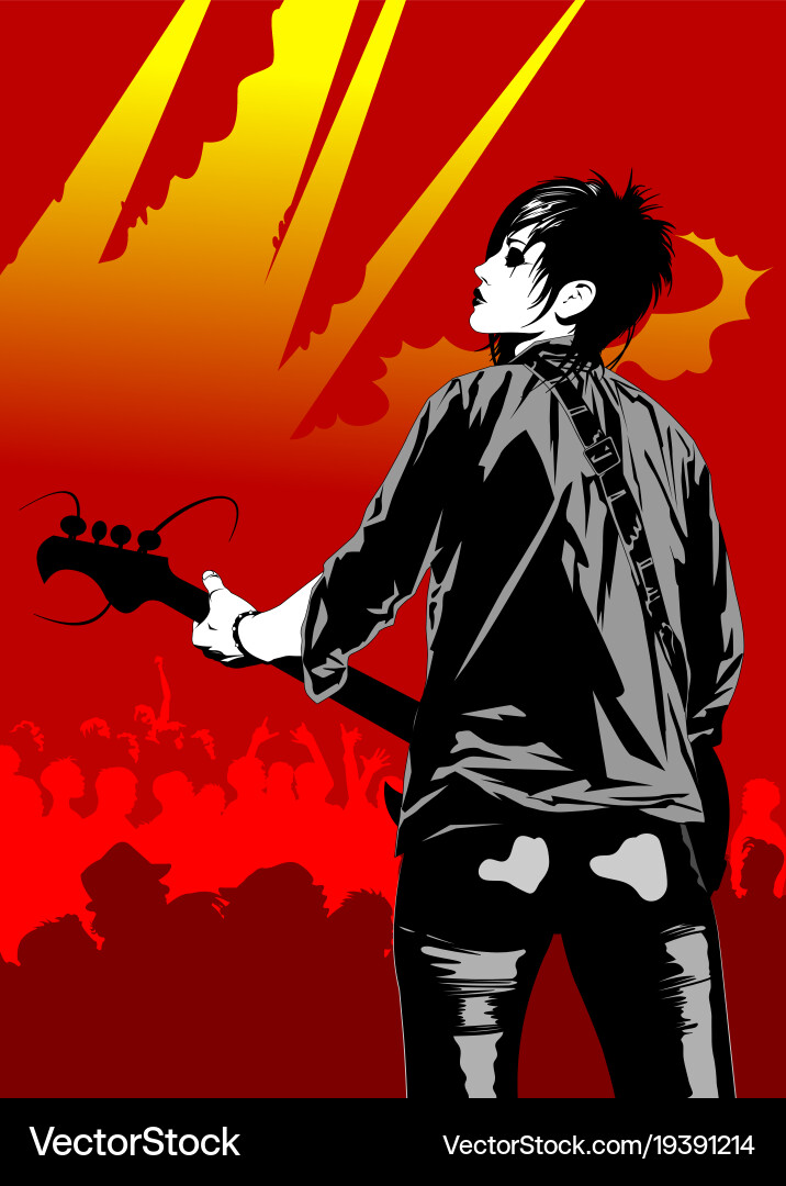 Guitarist at a concert Royalty Free Vector Image