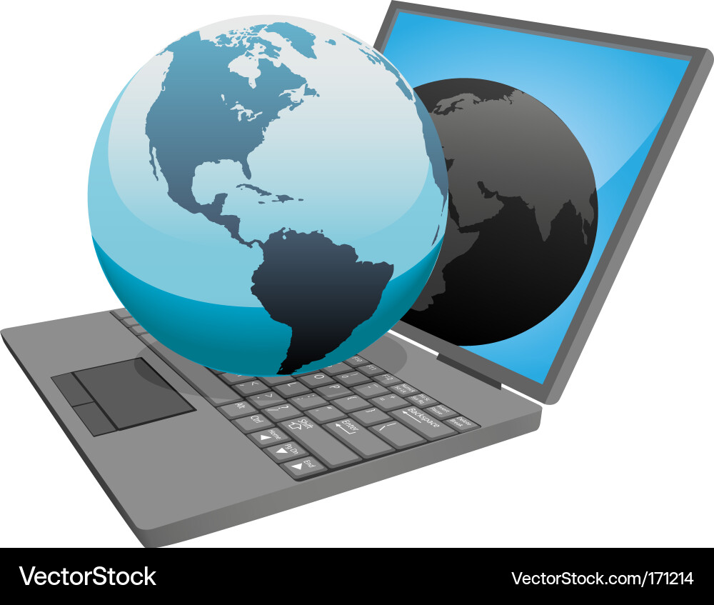 Laptop Keyboard with Globe Royalty Free Vector Image