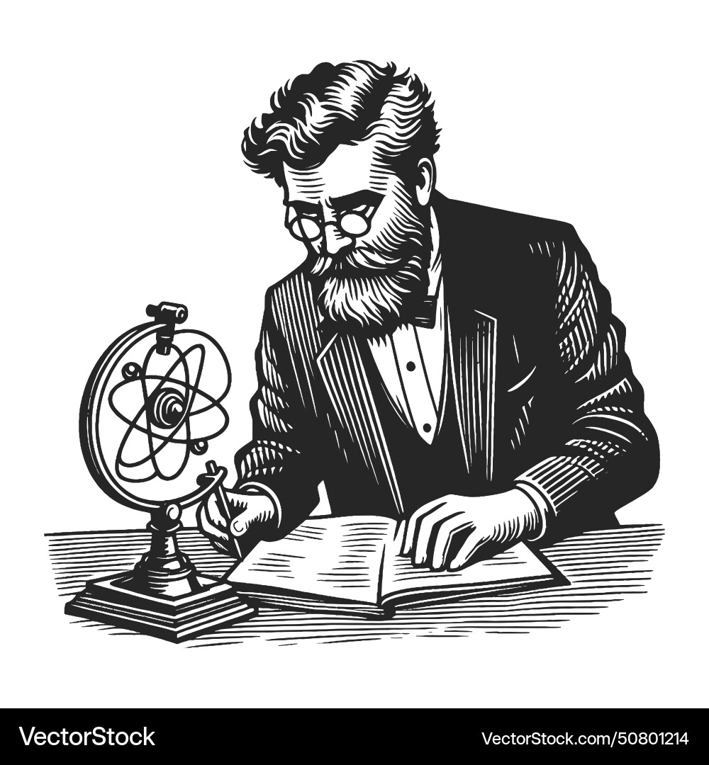 Physics teacher sketch Royalty Free Vector Image