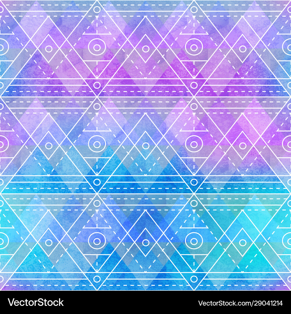Retro triangle pattern with watercolor texture Vector Image
