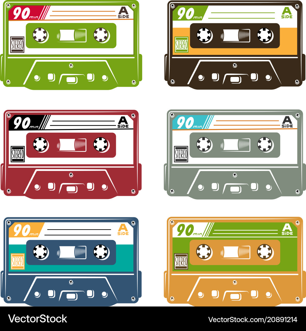 Set of tape cassette Royalty Free Vector Image