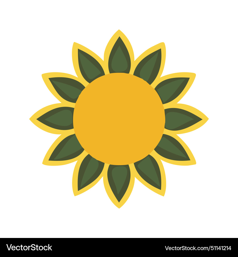 Sunflower flat icon isolated on white background Vector Image