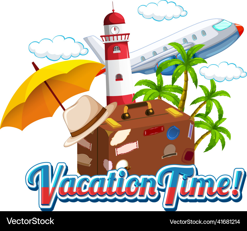 Vacation time icon with travel element Royalty Free Vector