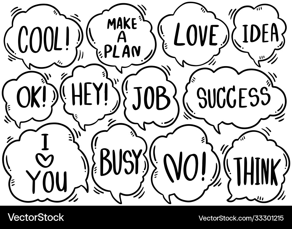 0067 hand drawn background set cute speech Vector Image