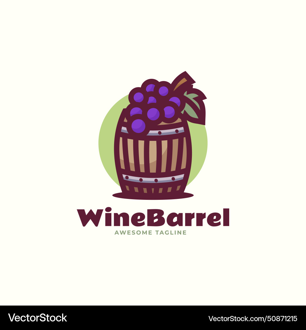 Logo wine barrel simple mascot style Royalty Free Vector