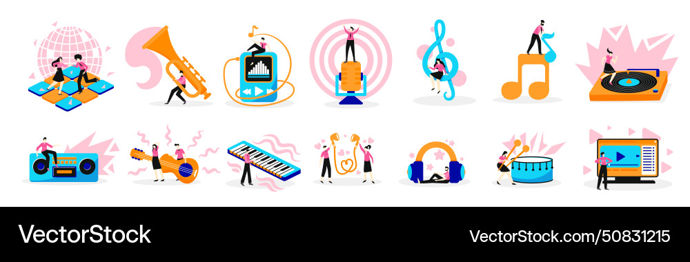 Music online symbols note instruments electronic Vector Image