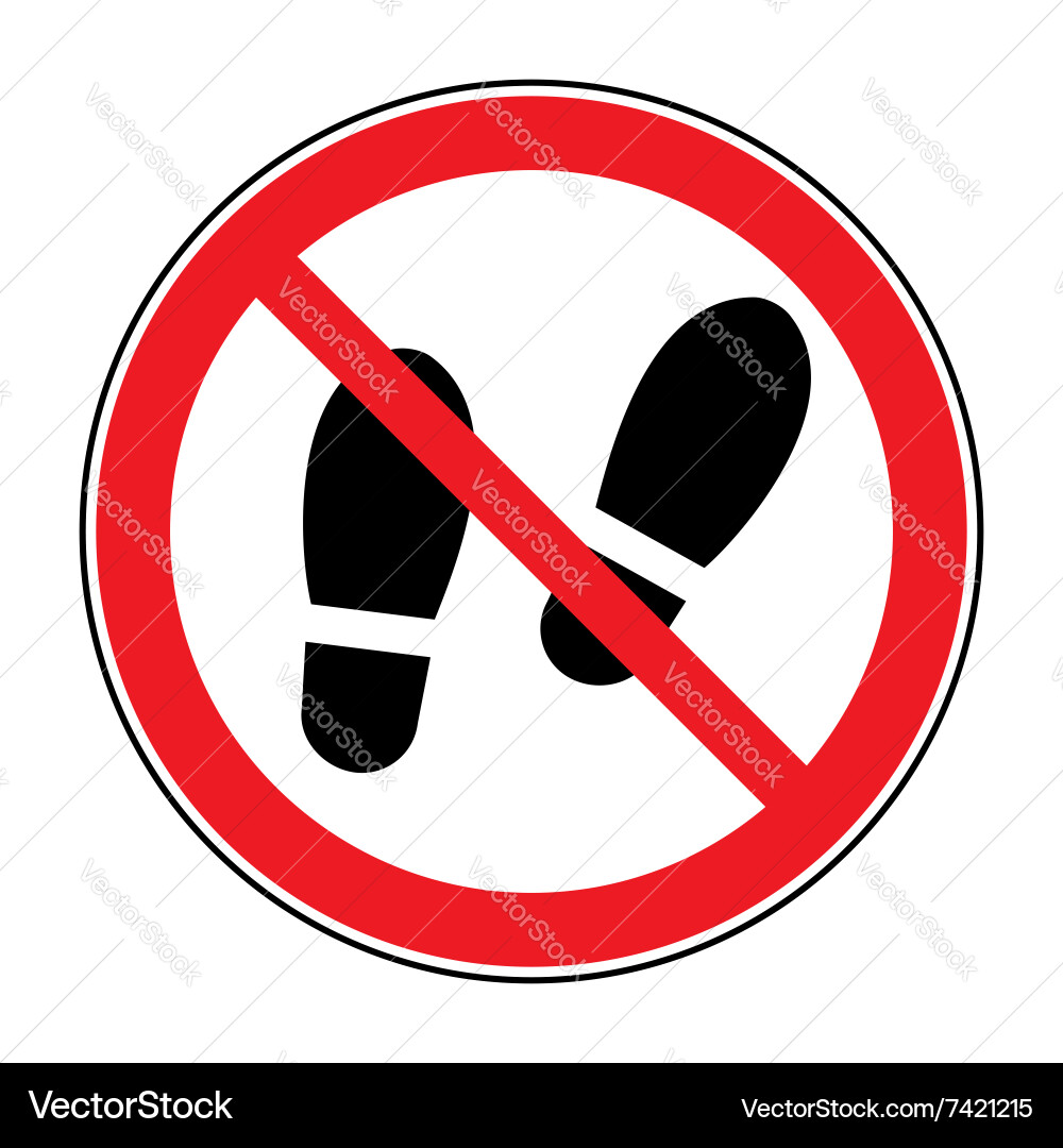 No shoes sign warning Royalty Free Vector Image