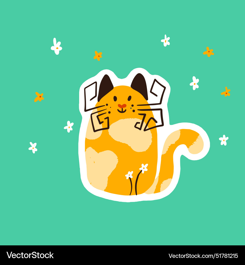 Orange cat sticker Royalty Free Vector Image - VectorStock