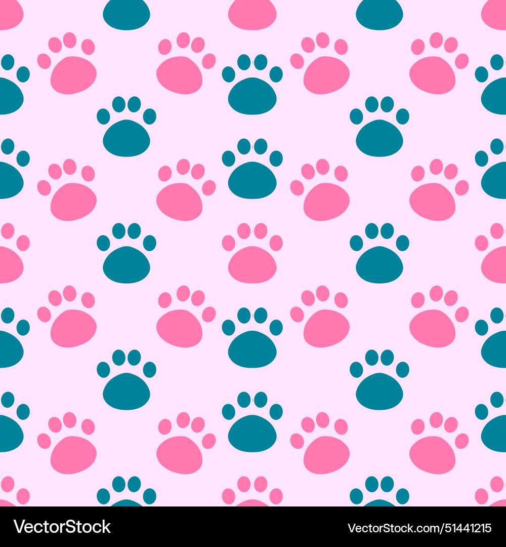 Pink cat paw seamless pattern Royalty Free Vector Image