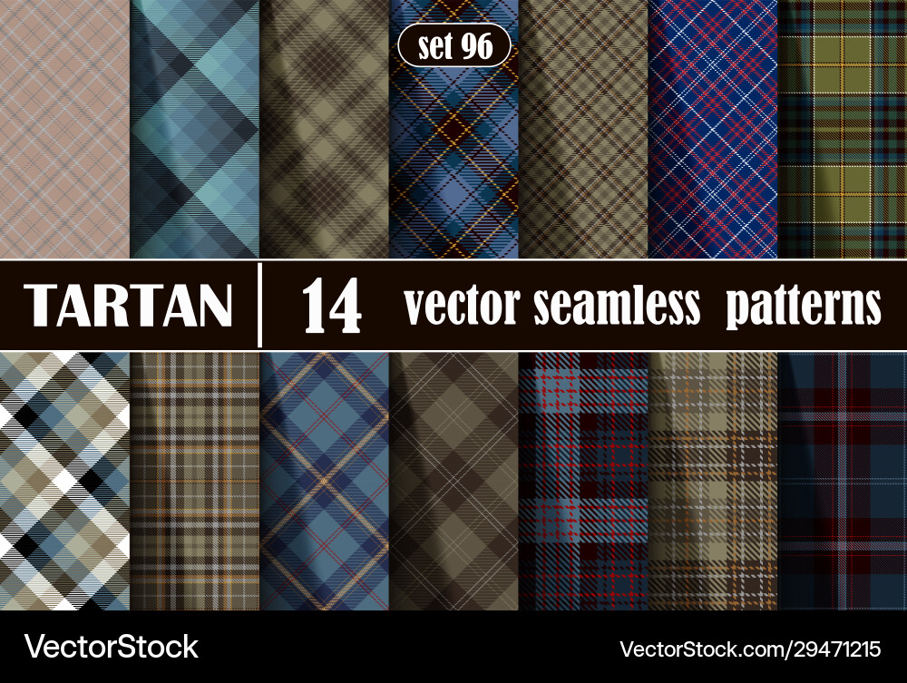 Set tartan seamless pattern Royalty Free Vector Image