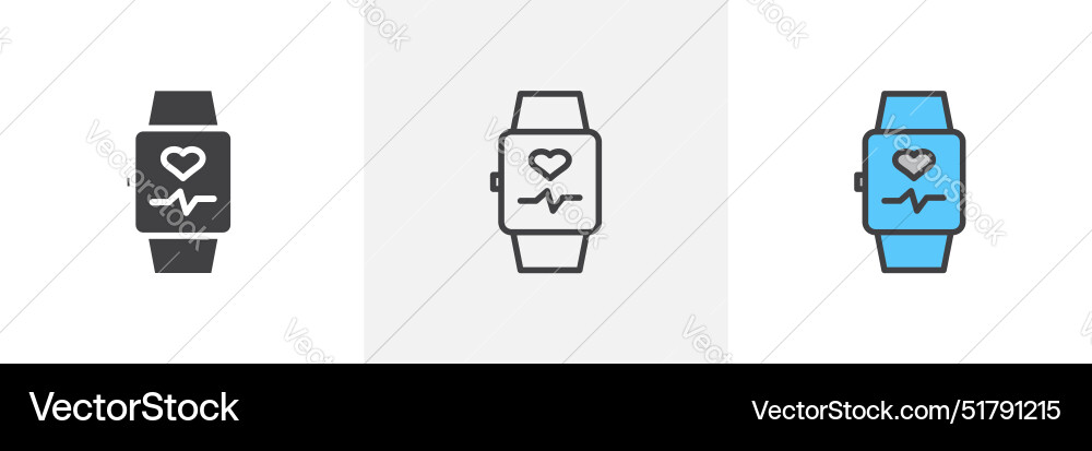 Smart watch line icon set Royalty Free Vector Image