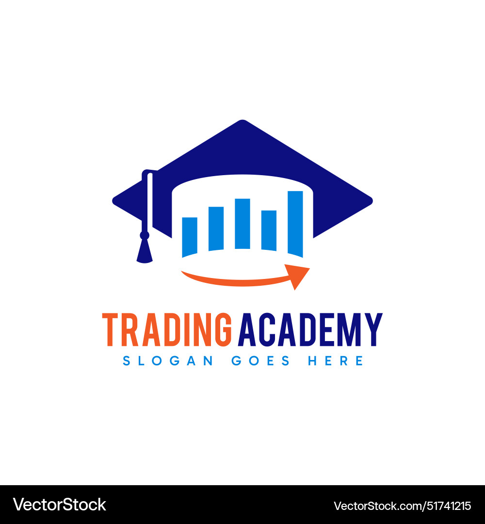 Trading academy logo design abstract toga hat Vector Image