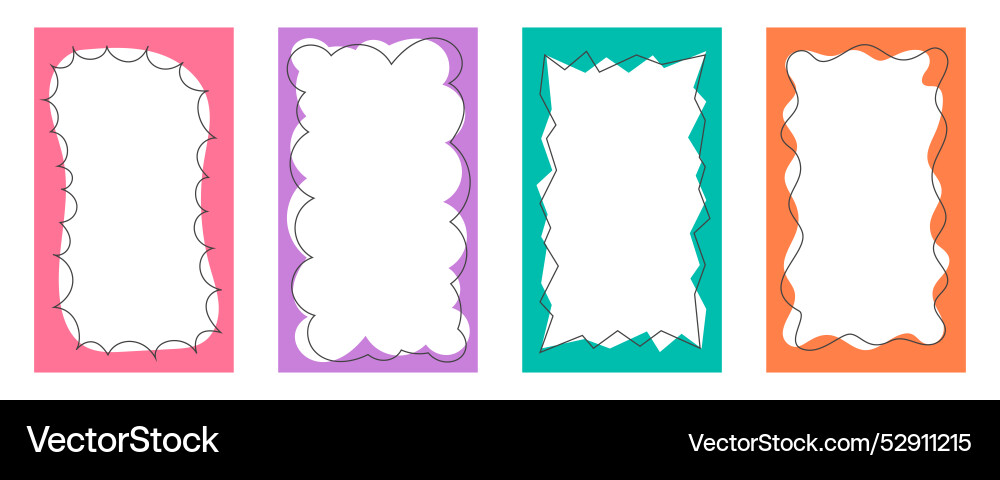 Wavy border frame scalloped rectangle fun shape Vector Image