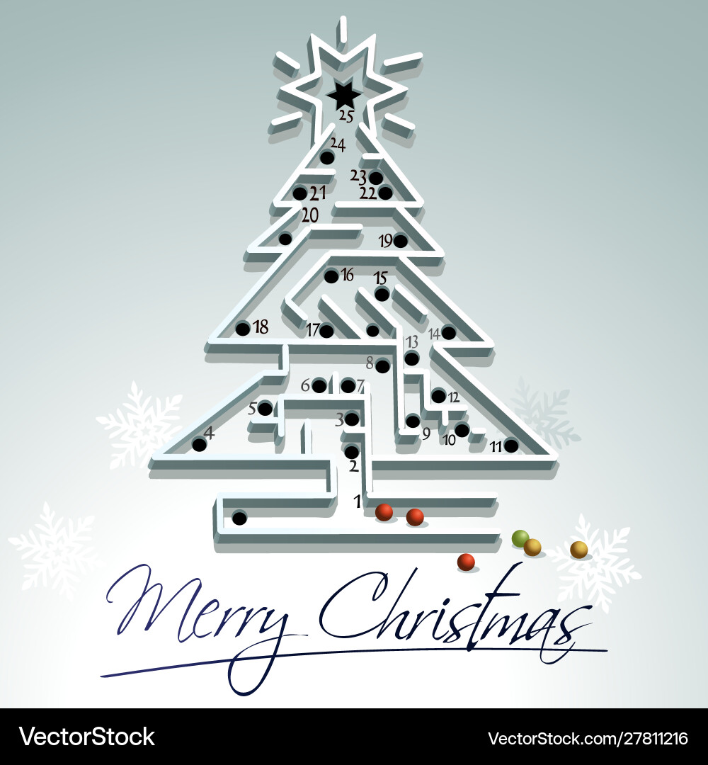 Advent calendar with holiday maze Royalty Free Vector Image