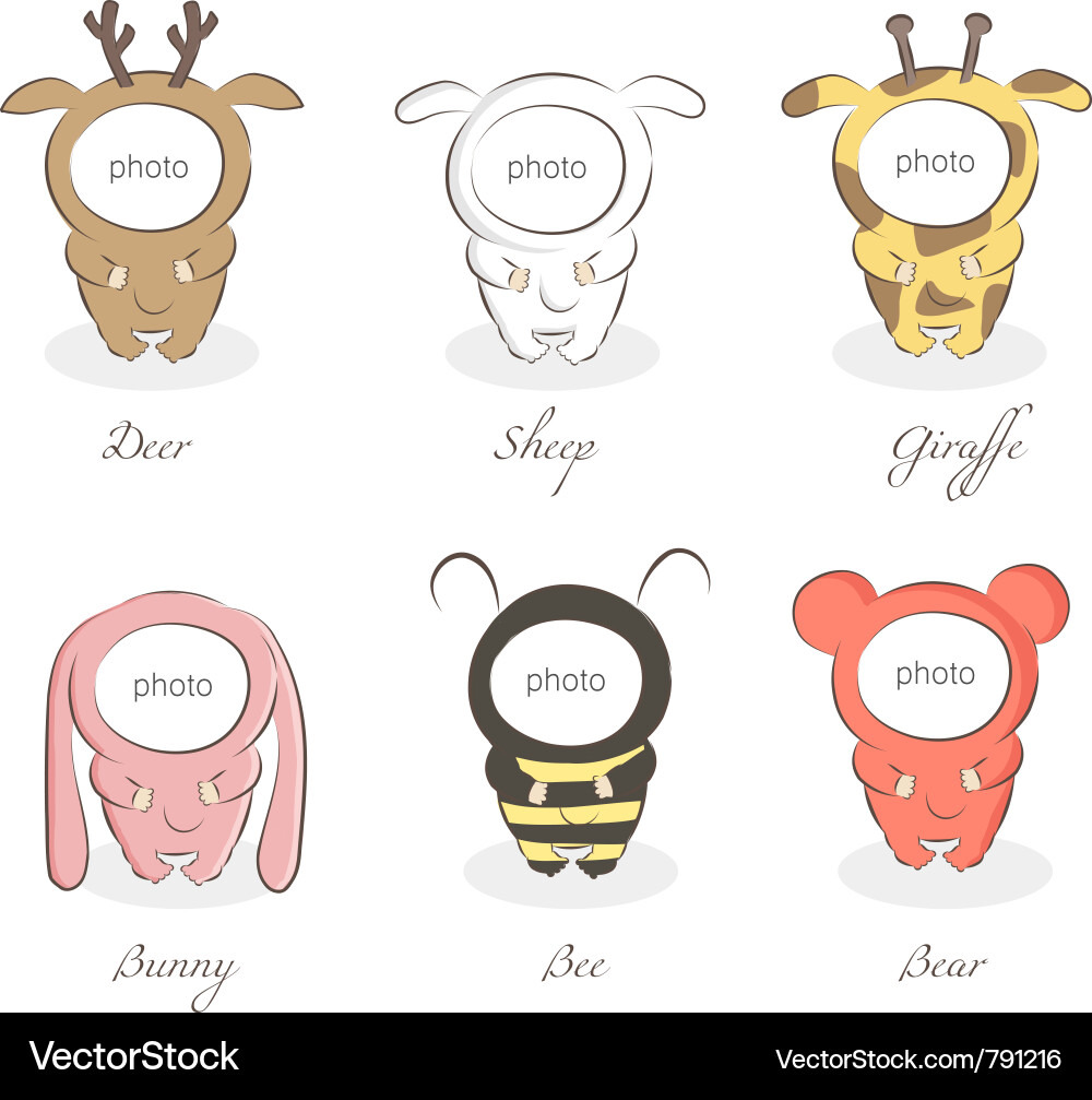 Cartoon Animal Photo Frames Royalty Free Vector Image