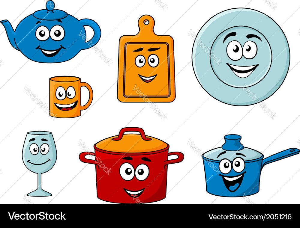 Collection of cartoon kitchenware Royalty Free Vector Image