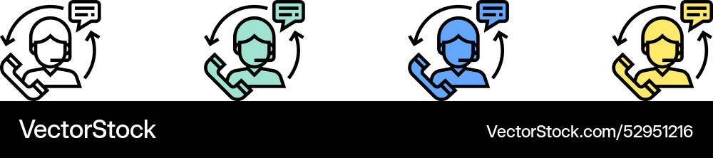 Customer service icon outline green blue Vector Image