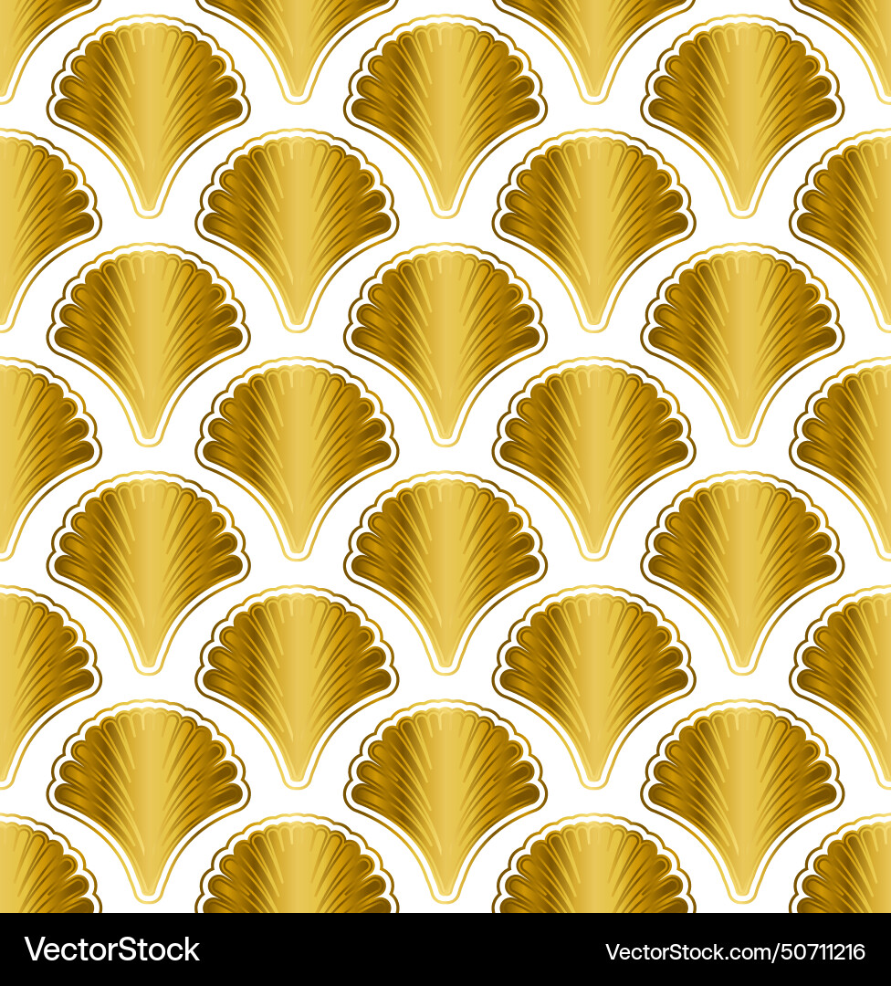 Gold art deco seamless repeat pattern on white bac