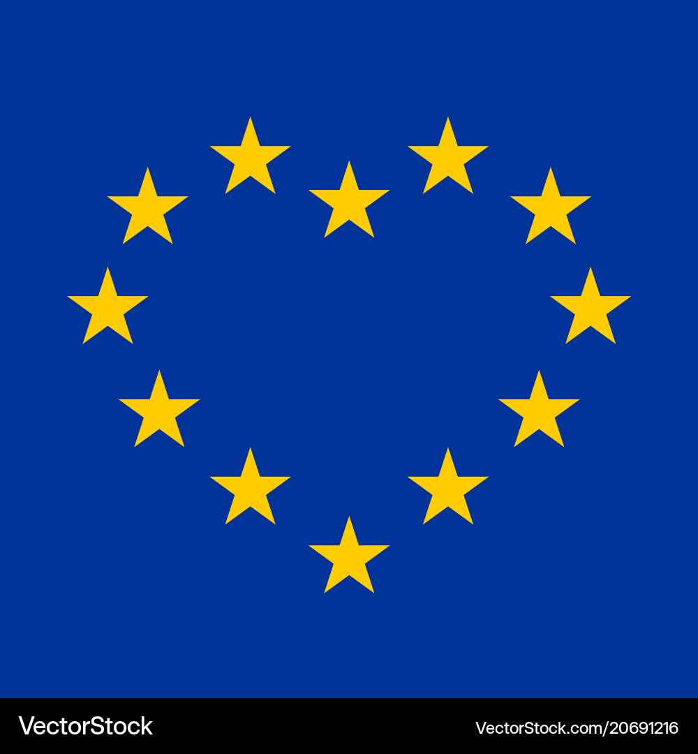 Heart-Shaped EU Flag Royalty Free Vector Image
