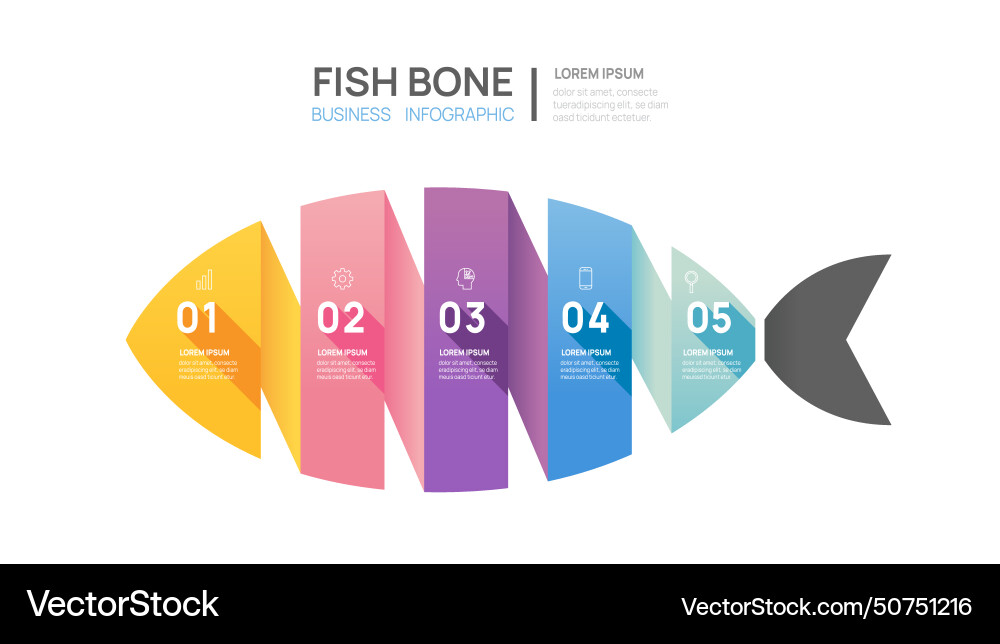 Infographic fish bone diagram template Royalty Free Vector