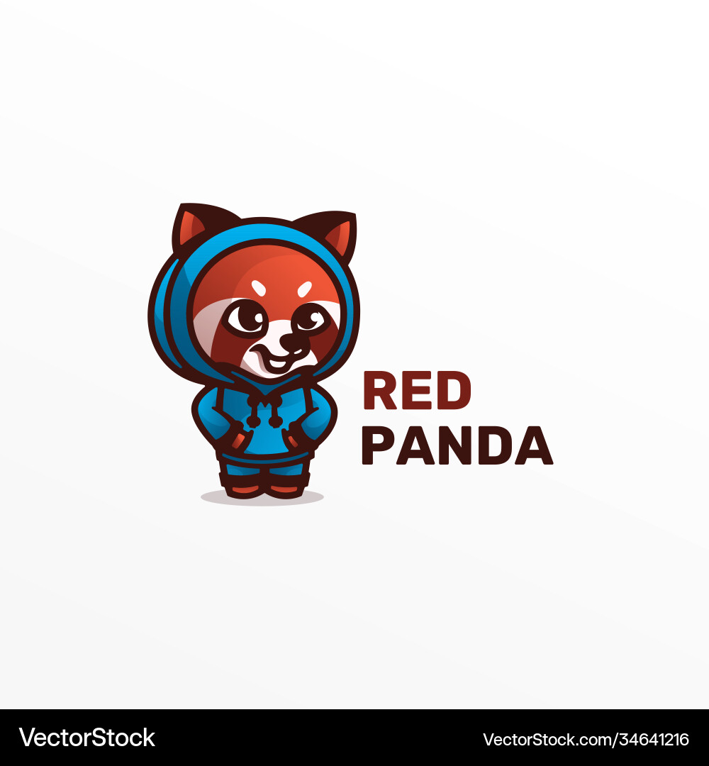 Logo rot panda mascot Cartoon Stil Lizenzfreies Vektorbild