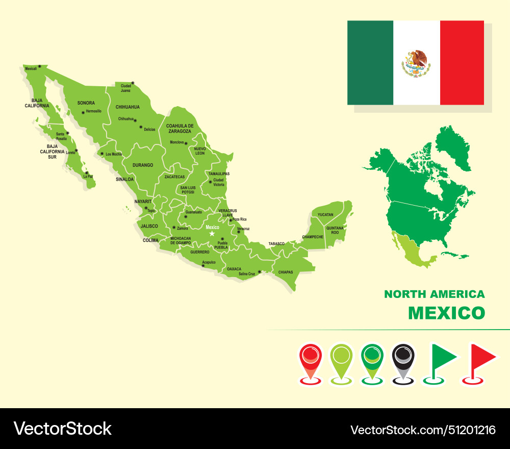 Mexico map Royalty Free Vector Image - VectorStock