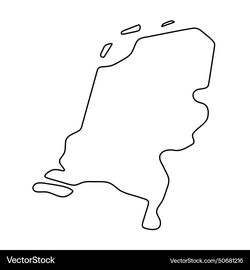 Netherlands simplified outline map Royalty Free Vector Image