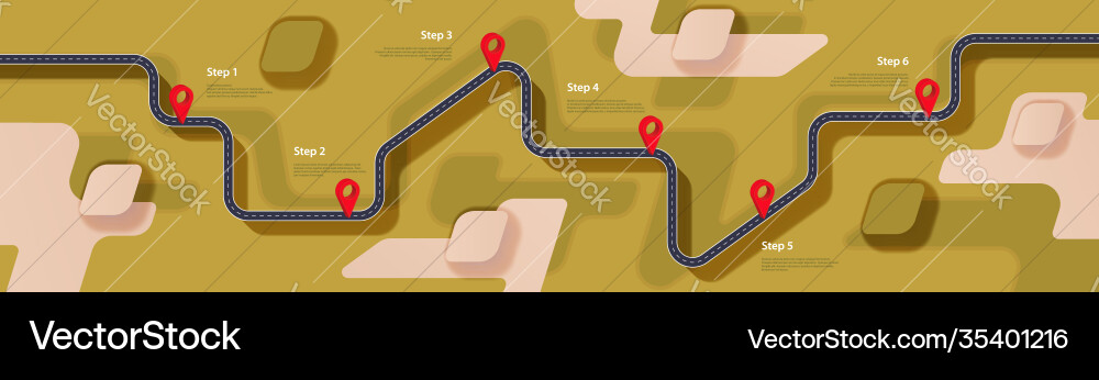 Road map and journey route infographics template Vector Image