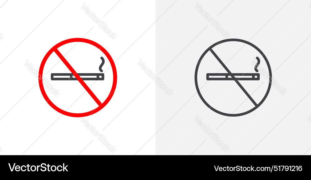 Smoking ban line icon set Royalty Free Vector Image