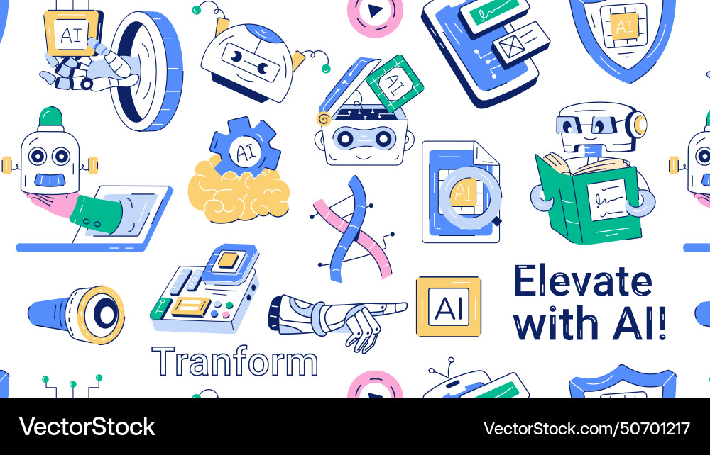 Ai technology hand drawn Royalty Free Vector Image