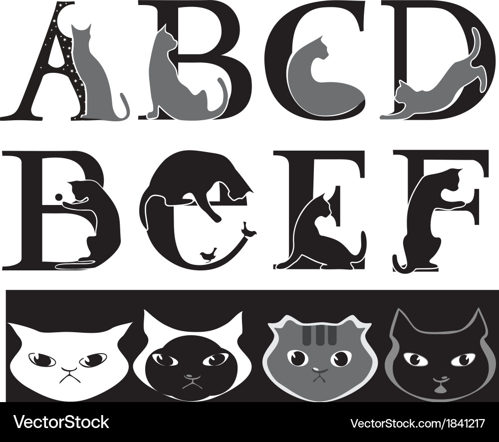 Cat font Royalty Free Vector Image - VectorStock