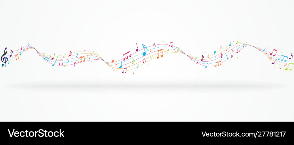 Colorful music notes background isolated on white Vector Image