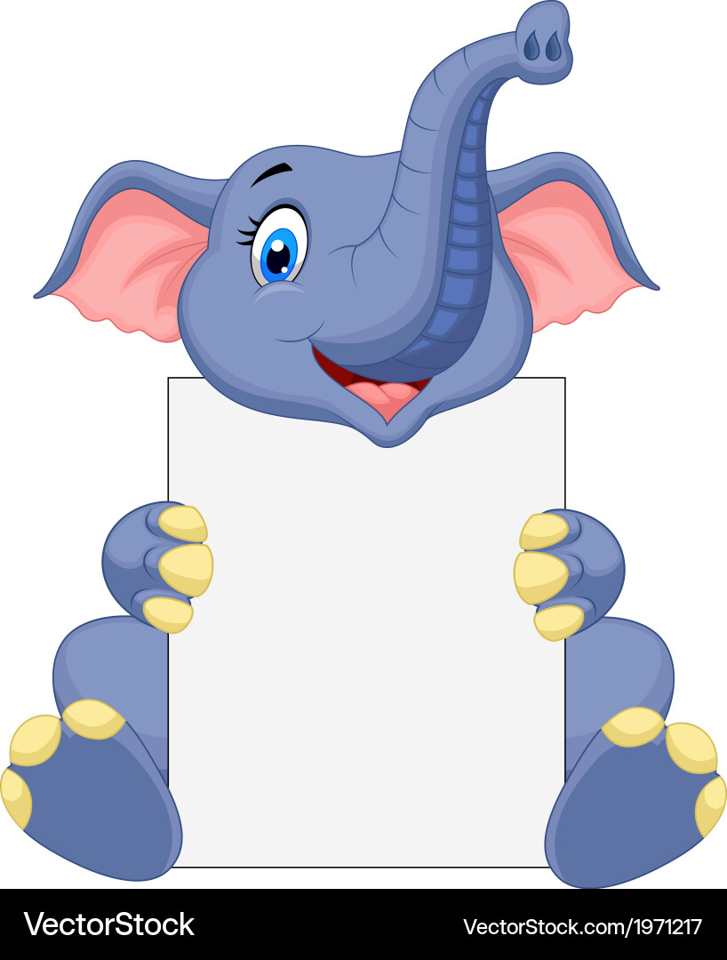 Cute elephant holding blank sign Royalty Free Vector Image