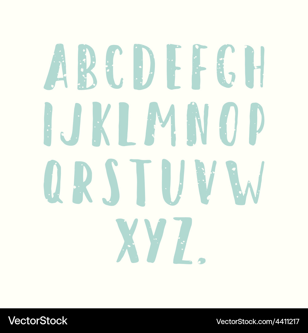 Hand drawn old textured font Royalty Free Vector Image