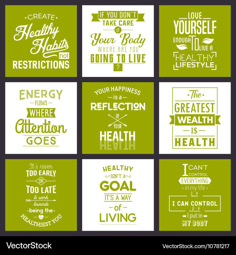 Health typography quotes Royalty Free Vector Image