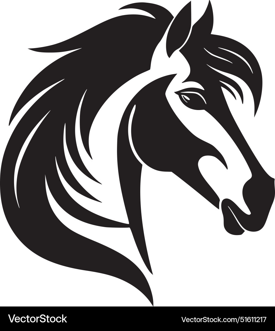 Horse - black and white Royalty Free Vector Image
