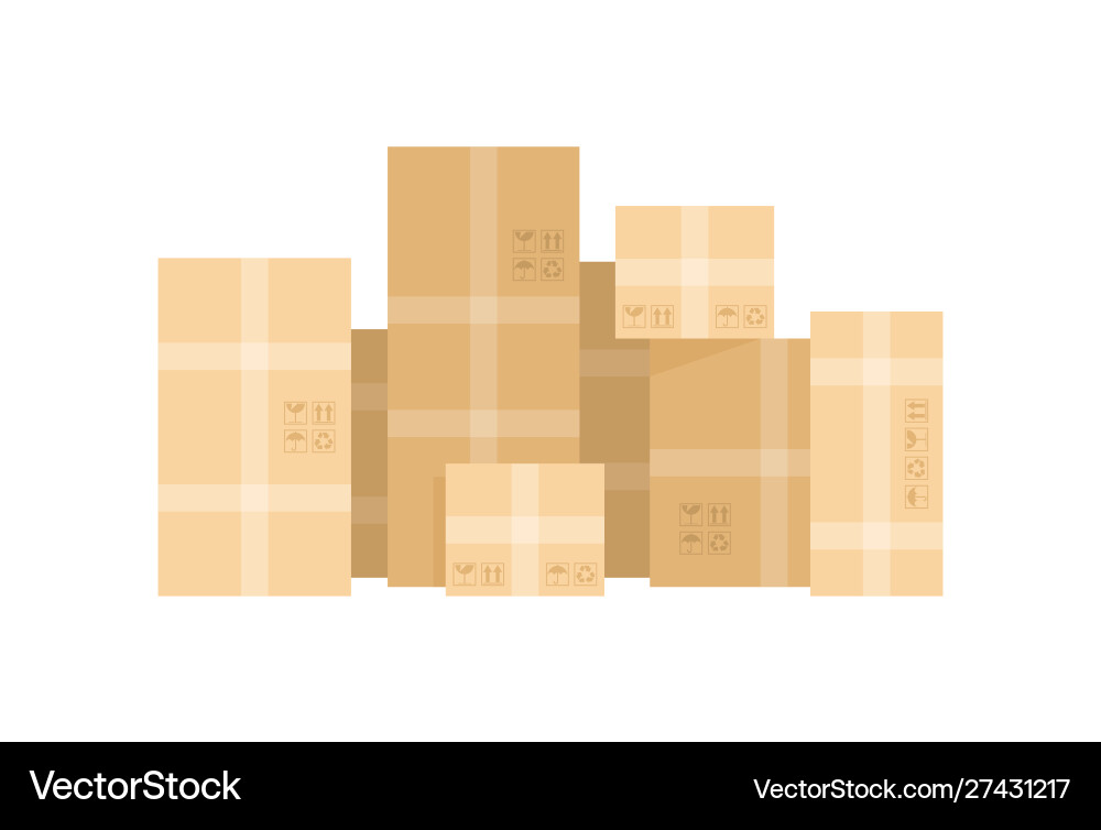 Pile cardboard boxes Royalty Free Vector Image