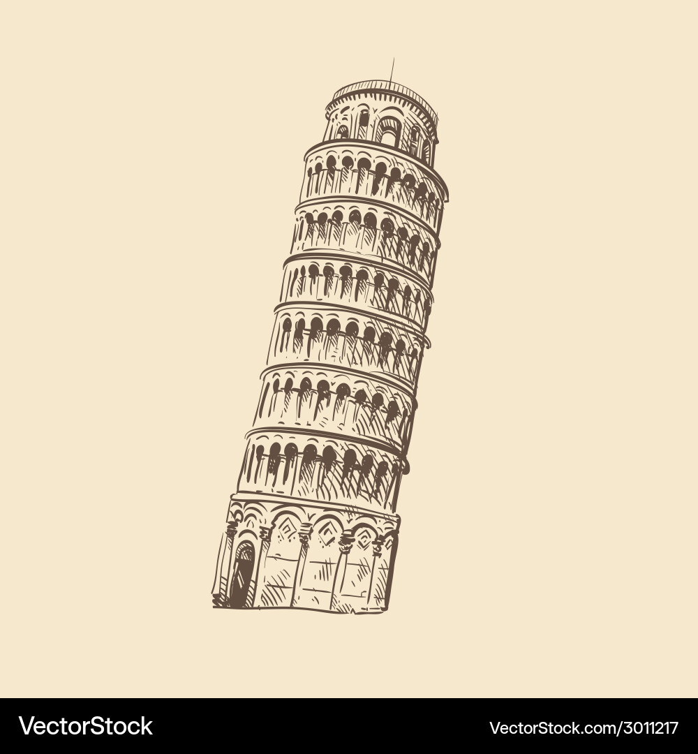 Pisa cityscape drawing Royalty Free Vector Image